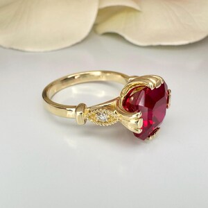 Asscher Cut Ruby Engagement Ring, Ruby Asscher Cut Vintage Ladies ...
