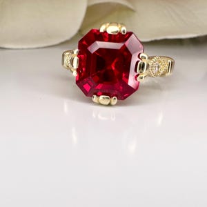 Asscher Cut Ruby Engagement Ring, Ruby Asscher Cut Vintage Ladies ...