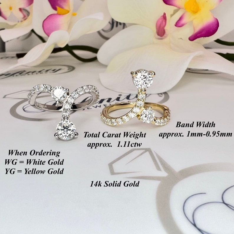 Moissanite Chevron Ring 14k Solid Gold, Index Finger Ring, Stacking ...