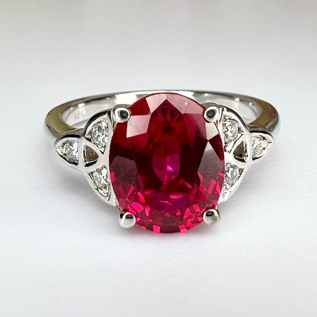 Oval Ruby Engagement Ring 14K White Gold Oval Cut Celtic Ruby ...