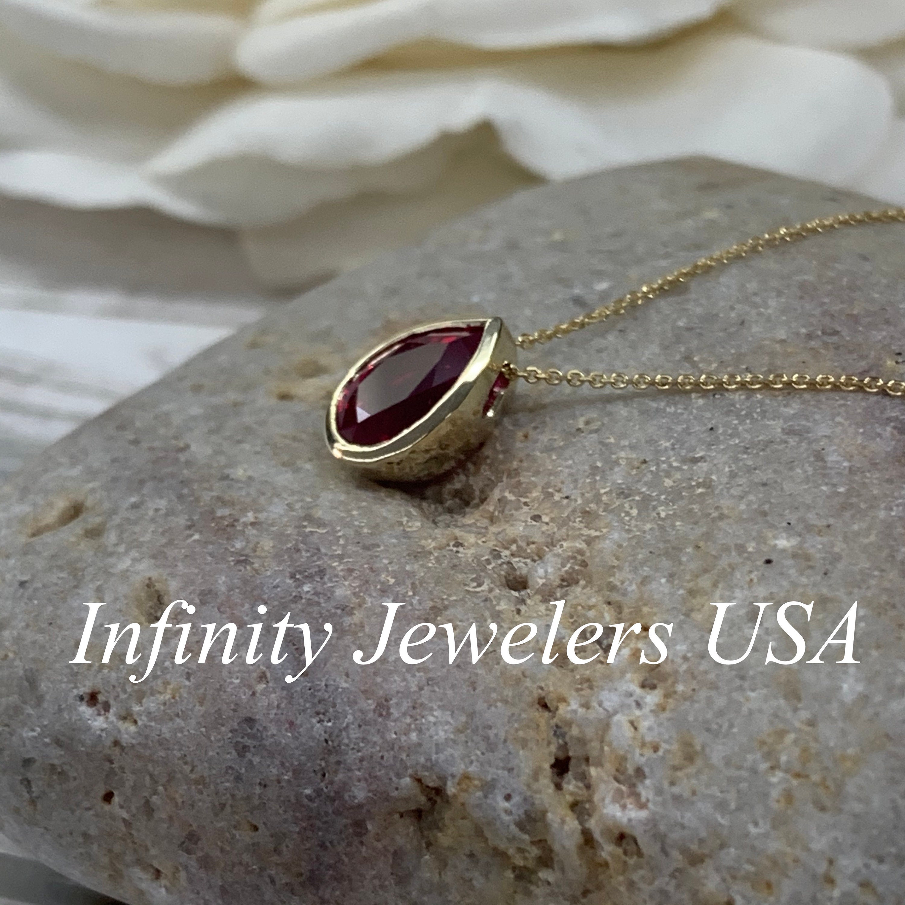 Pear ShapeRuby Bezel Set Pendant July Birthstone Necklace | Etsy
