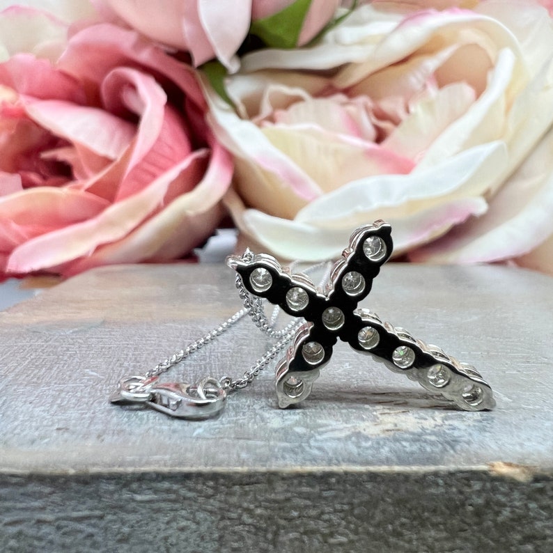 Moissanite Eternity Cross Pendant Necklace 14K White Gold - Etsy