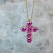 Cross Necklace, Pink Sapphire Small Cross Pendant Necklace, Dainty ...