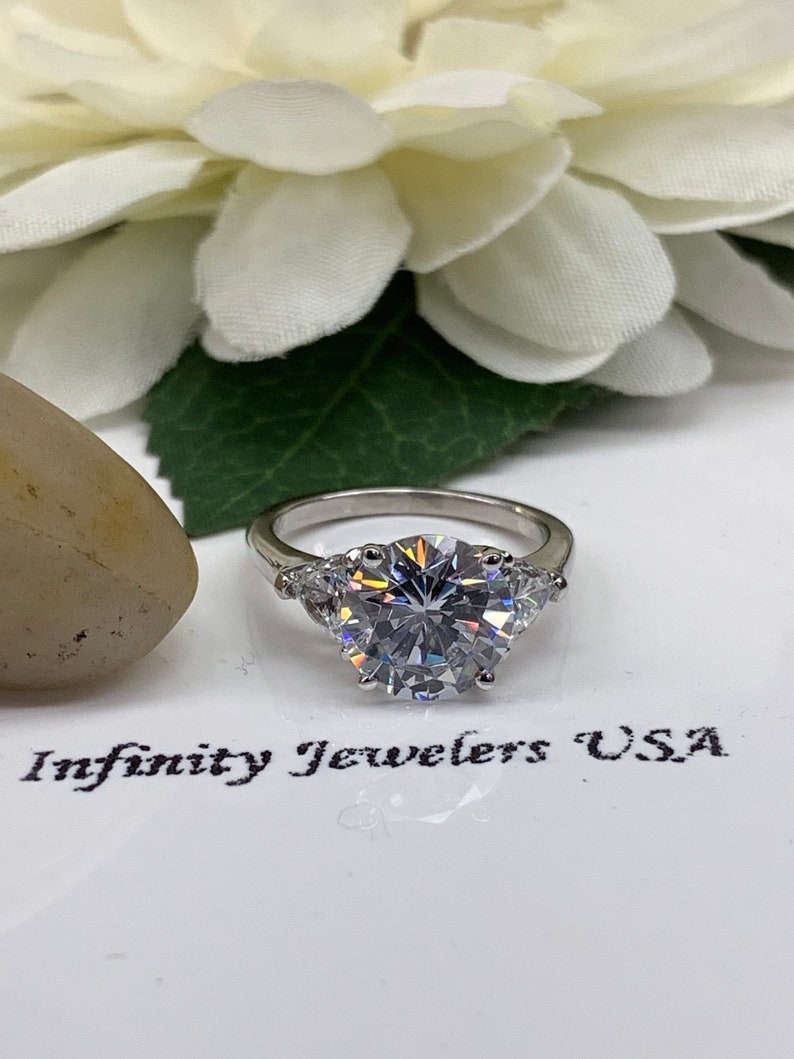 Moissanite Round Engagement Ring Round Moissanite Engagement | Etsy