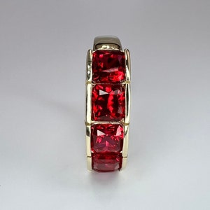 Ruby Wedding Band 14k Solid Gold Radiant Cut Ruby Stacking Anniversary ...