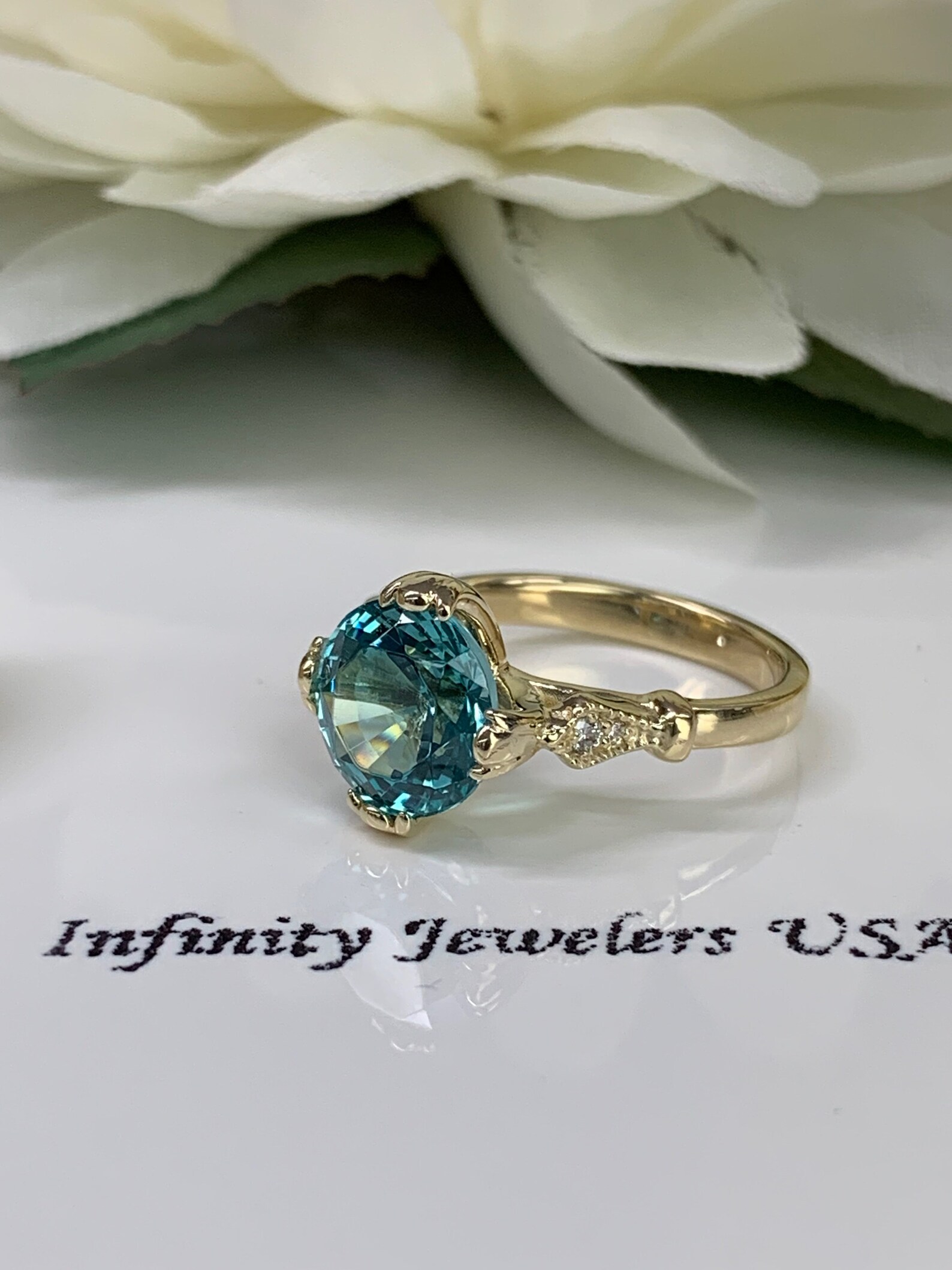 Neon Blue Paraiba Engagement Ring / Vintage Style Ladies | Etsy