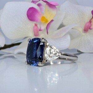 Blue Sapphire Engagement Ring White Gold Elongated Cushion Blue ...
