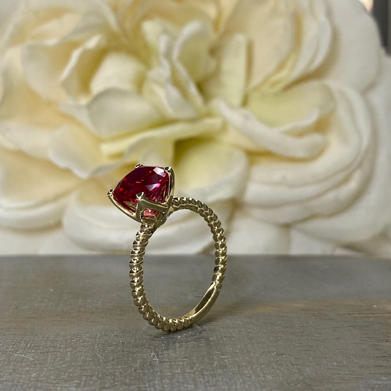 Cushion Cut Engagement Ring / Red Ruby Wedding Solitaire / - Etsy