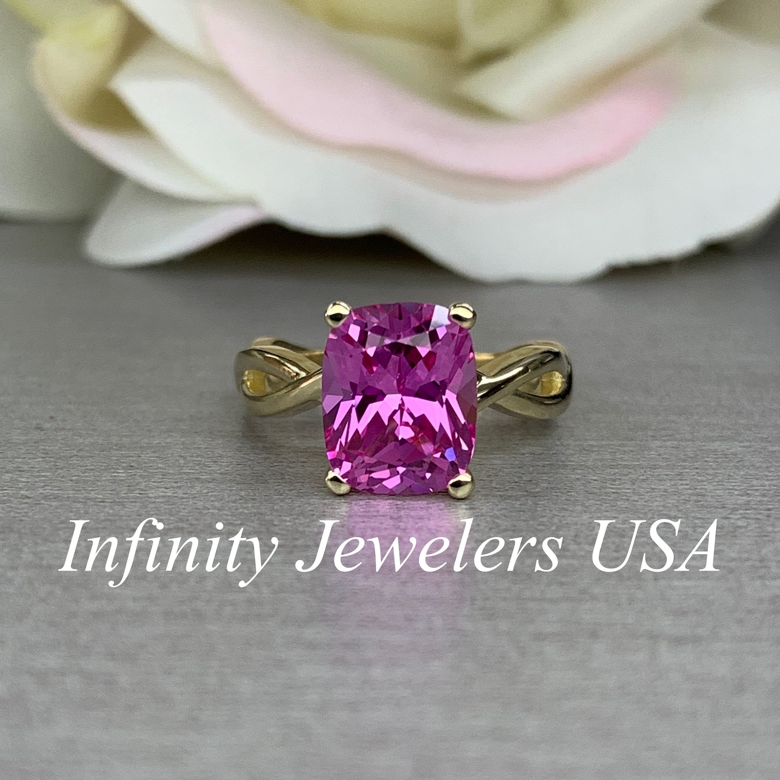 Elongated Cushion Cut Engagement Ring / Pink Sapphire - Etsy