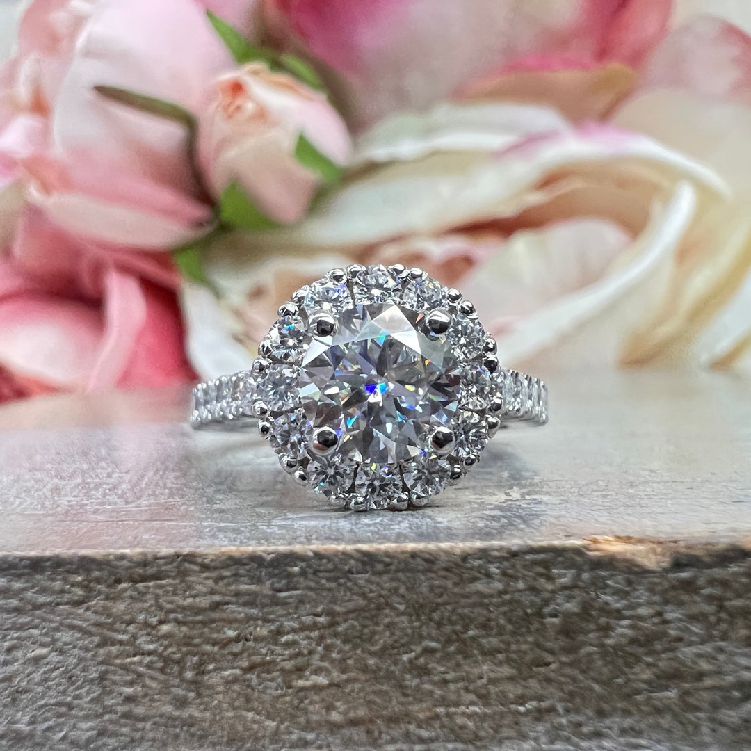 White Gold Round Engagement 14k Round Shape Forever One Ring, Round Cut ...