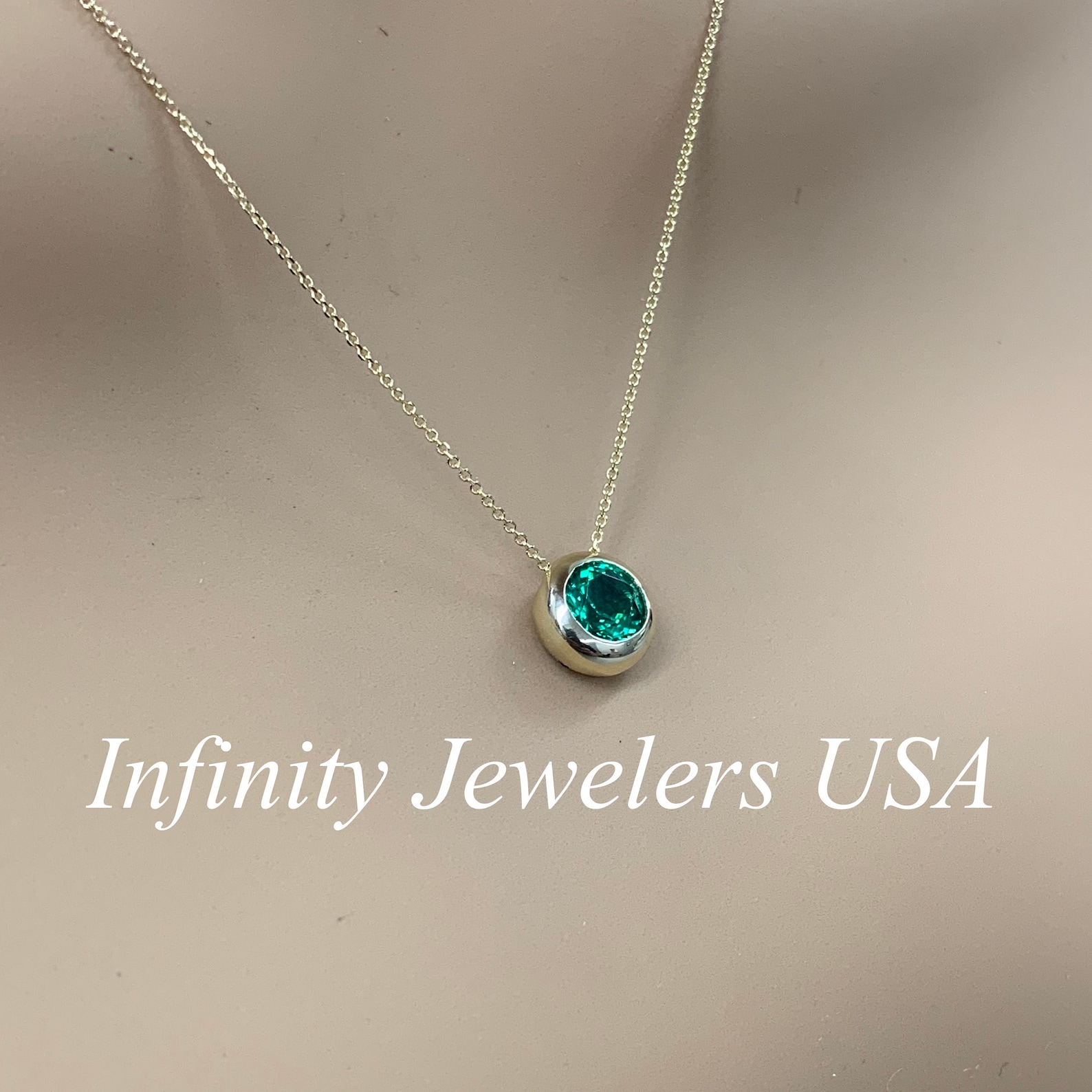 Round Emerald Pendant Necklace 14k Yellow Gold Emerald Bezel - Etsy