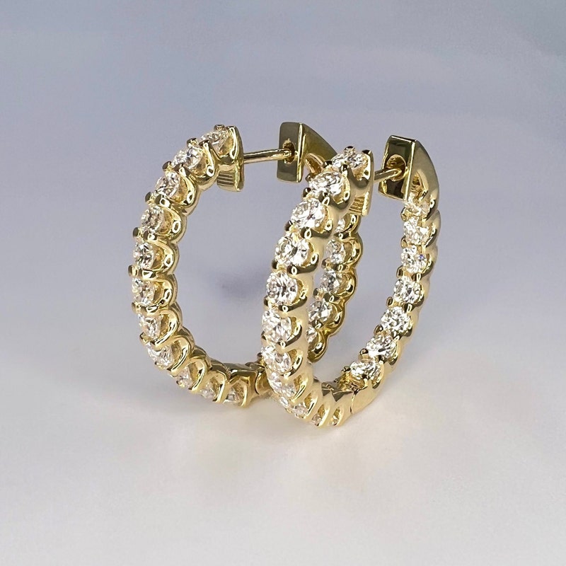 Diamond Hoop Earrings - Etsy