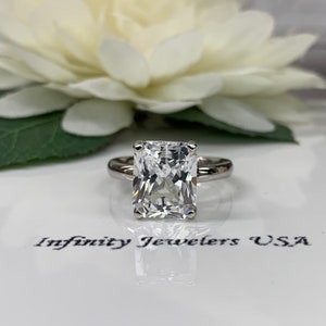 Radiant Cut Solitaire Engagement Ring / Radiant Cut Moissanite ...