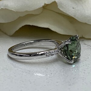 Green Sapphire Round Shaped Engagement Ring 14k Gold Ring | Etsy