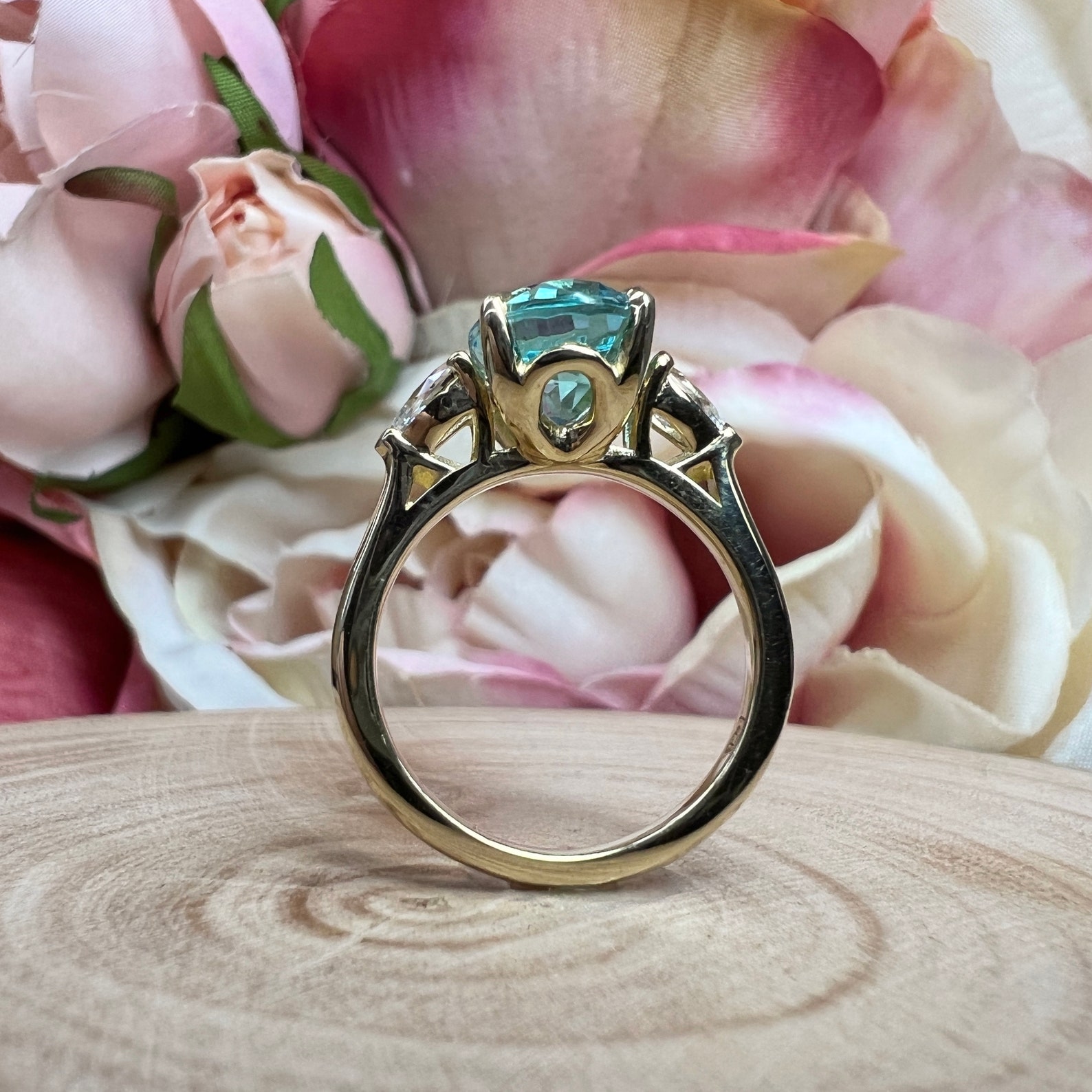 Oval Engagement Ring / Neon Blue Paraiba Ring / White Sapphire - Etsy