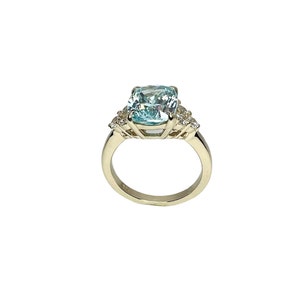 Aquamarine Cushion Cut Engagement Ring, Aquamarine Elongated Cushion ...