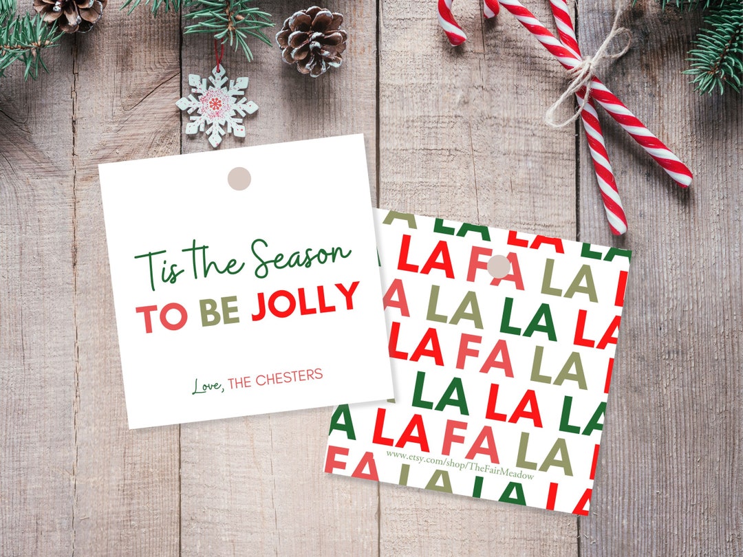 Christmas Gift Tags Tis the Season to Be Jolly Personalized Square Tags ...
