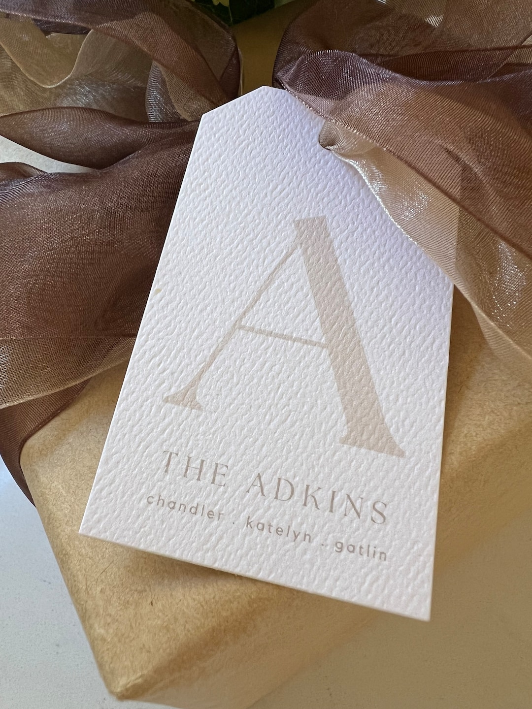 Monogram Gift Tag Personalized Family Hang Tag Neutral Initial Gift Tag ...