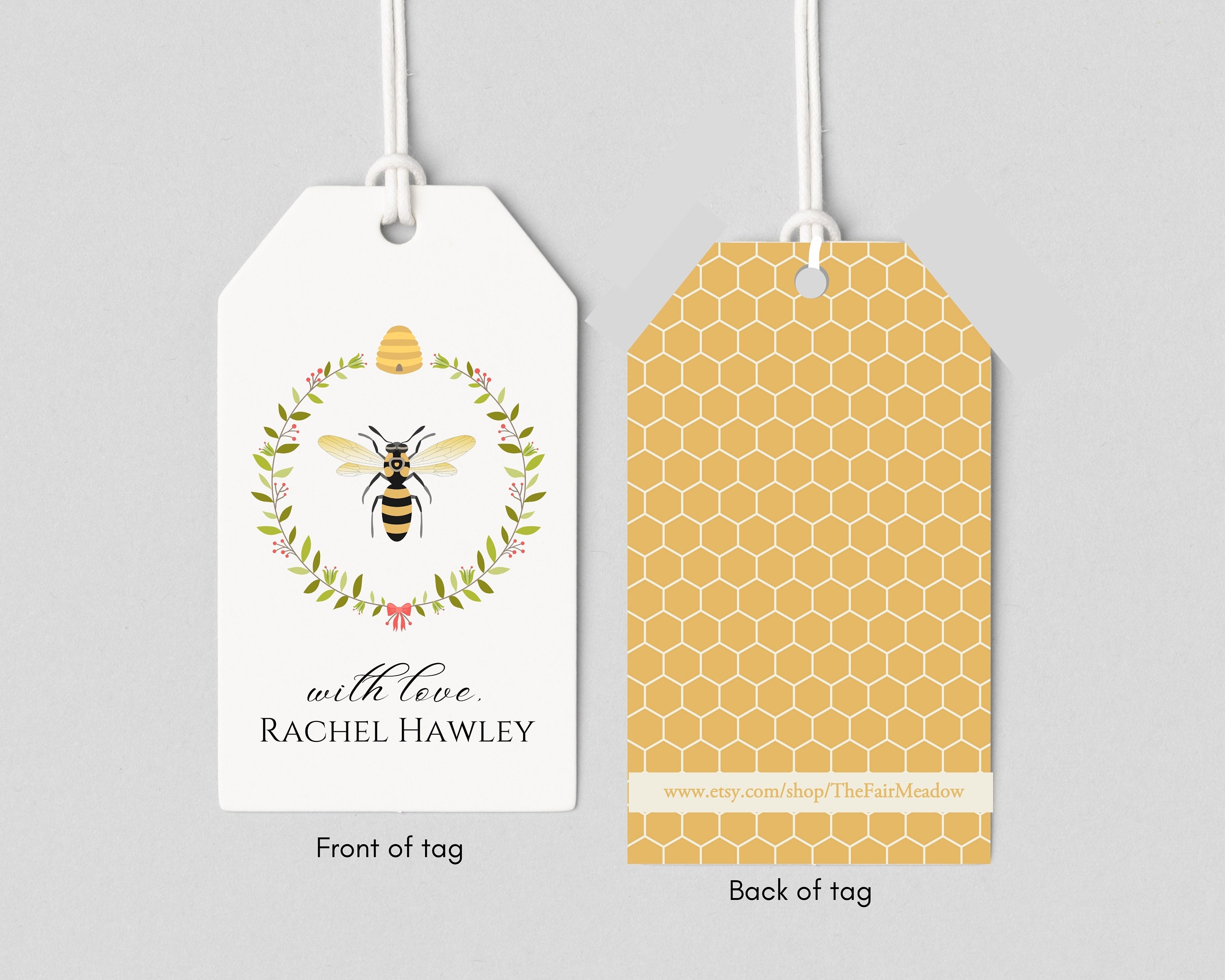 Bee Gift Tag Personalized Honeybee Hang Tag Beehive Gift Tag With ...