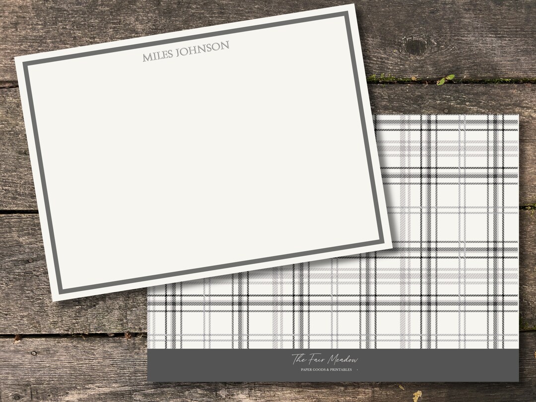 Personalized Stationery for Men Minimalist Flat Notecards With Initials ...