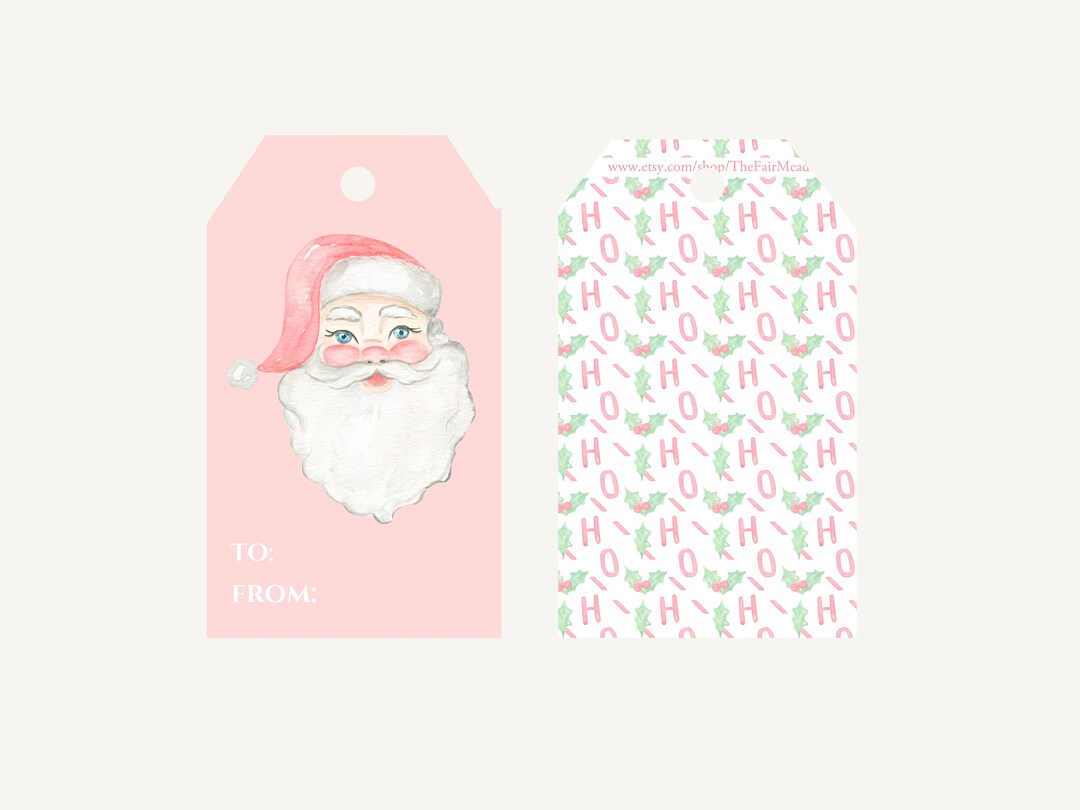 Santa Clause Gift Tag Holiday Hang Tag Label With Giver and Recipient ...