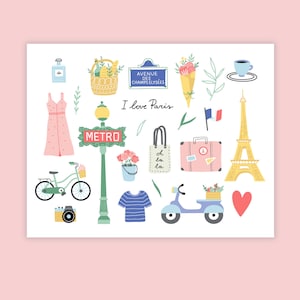 Paris Note Card With Pink Envelope Paris Folded Stationery With Eiffel ...