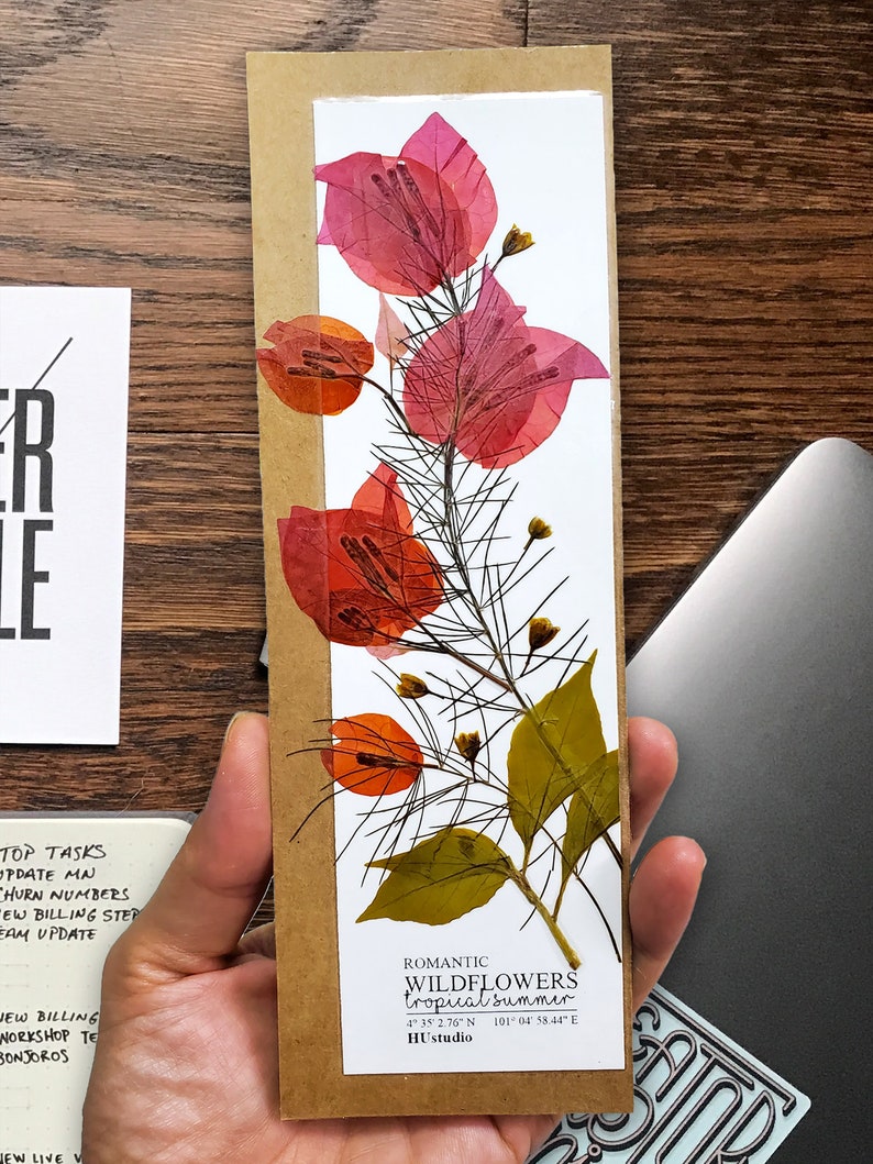 Peach & Pastel Pink Pressed Flower Bookmark Set of 2 REAL - Etsy