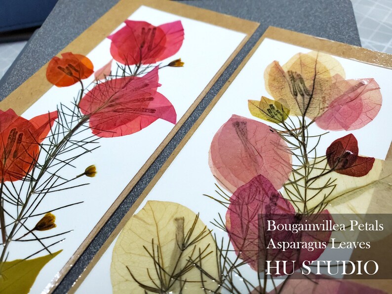 Peach & Pastel Pink Pressed Flower Bookmark Set of 2 REAL - Etsy