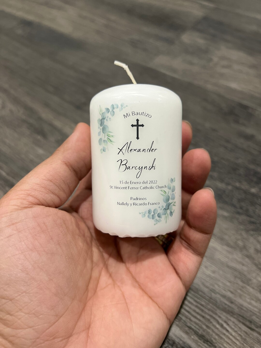 Personalized Baptism Candle Boy Girl Christening Vela Para - Etsy