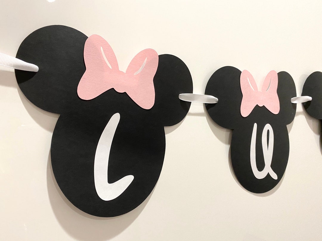 Minnie Mouse Banner, Disney Banner, Glitter Banner, Bunting, Minnie ...