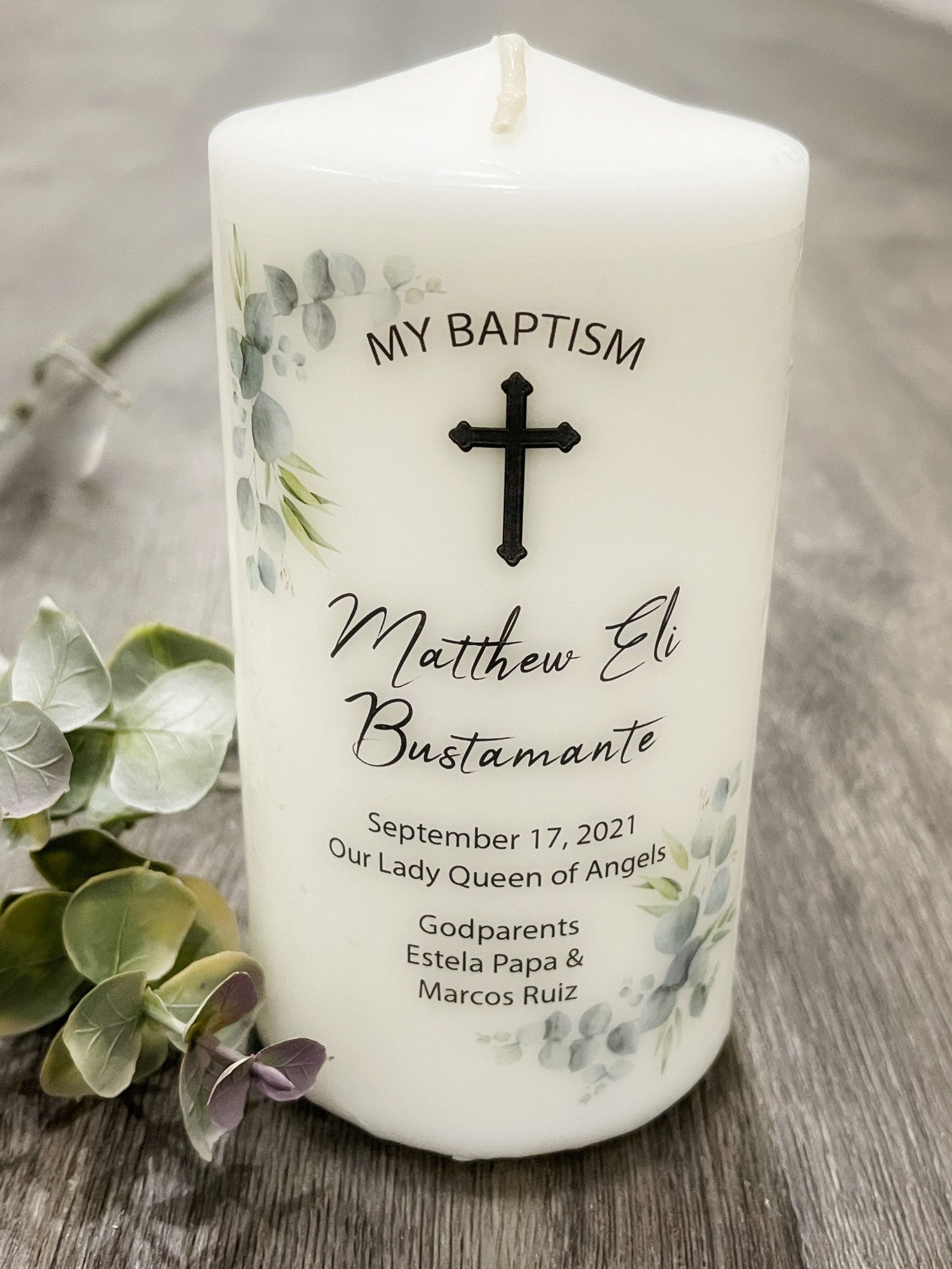 Personalized Baptism Candle Boy Girl Christening Vela Para - Etsy
