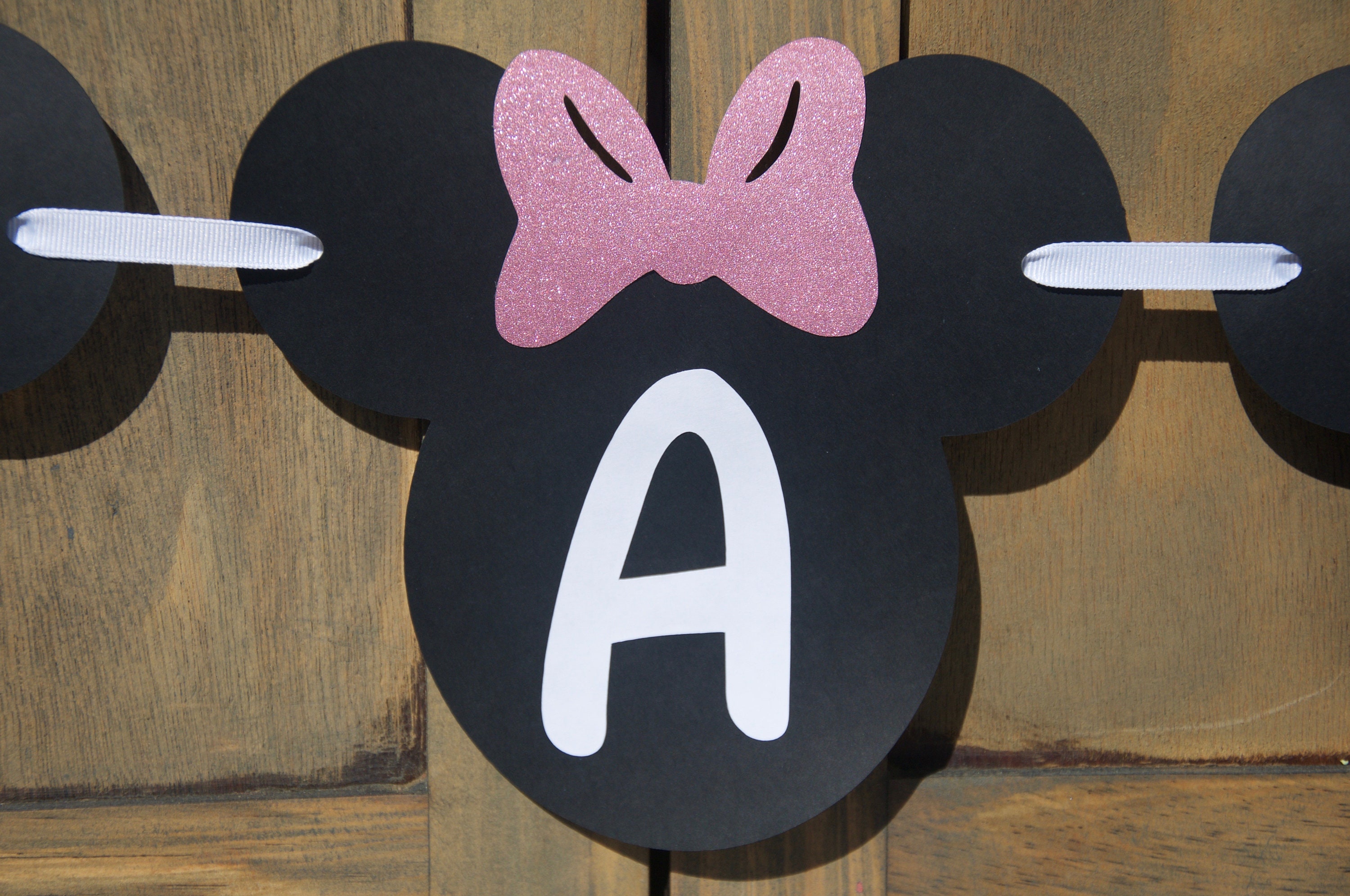 Minnie Mouse Banner, Disney Banner, Glitter Banner, Bunting, Minnie ...
