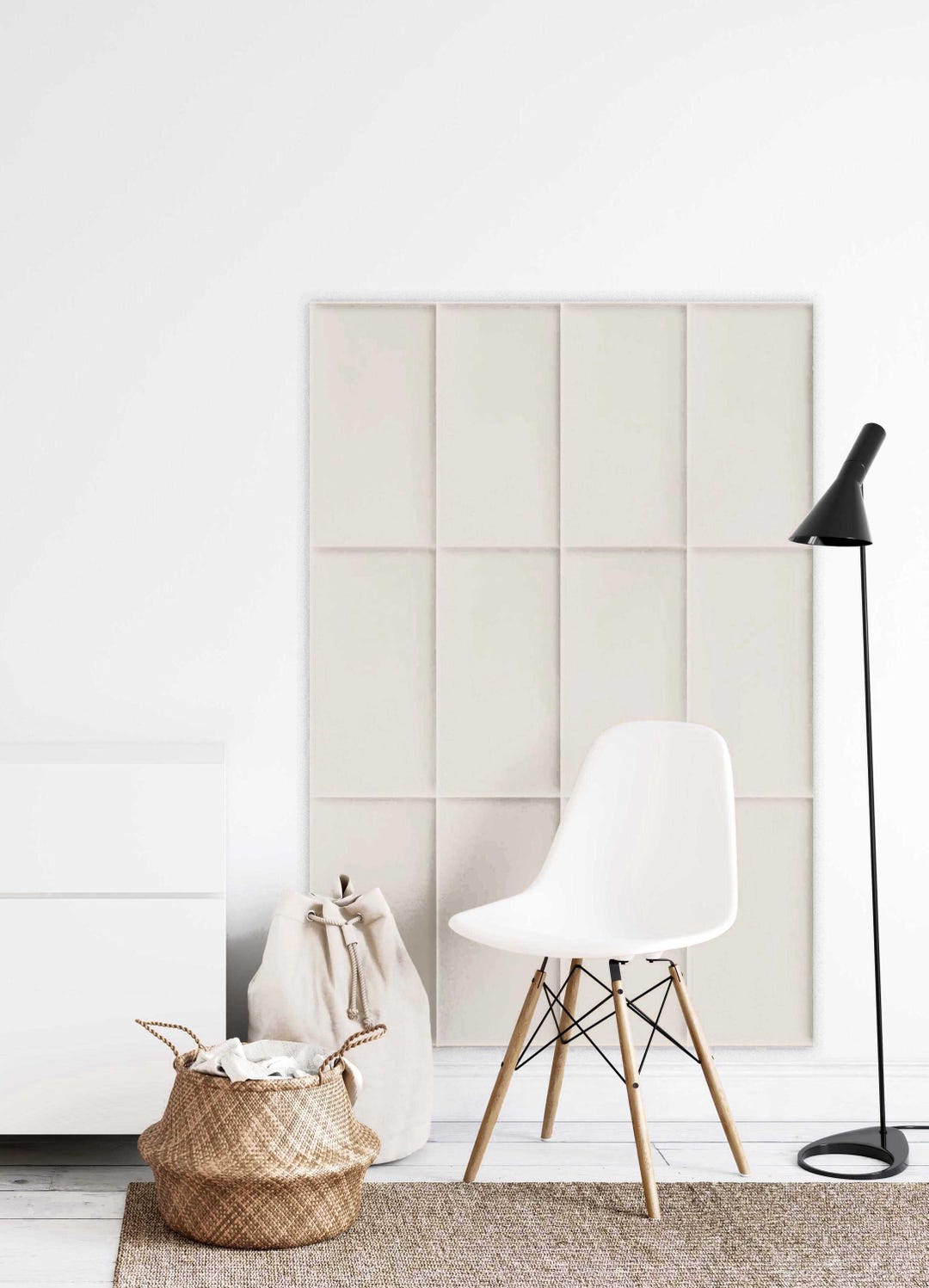 SOFIA Cream 20 Upholstered Wall Cushion Fabric Panel Bed Headboard ...