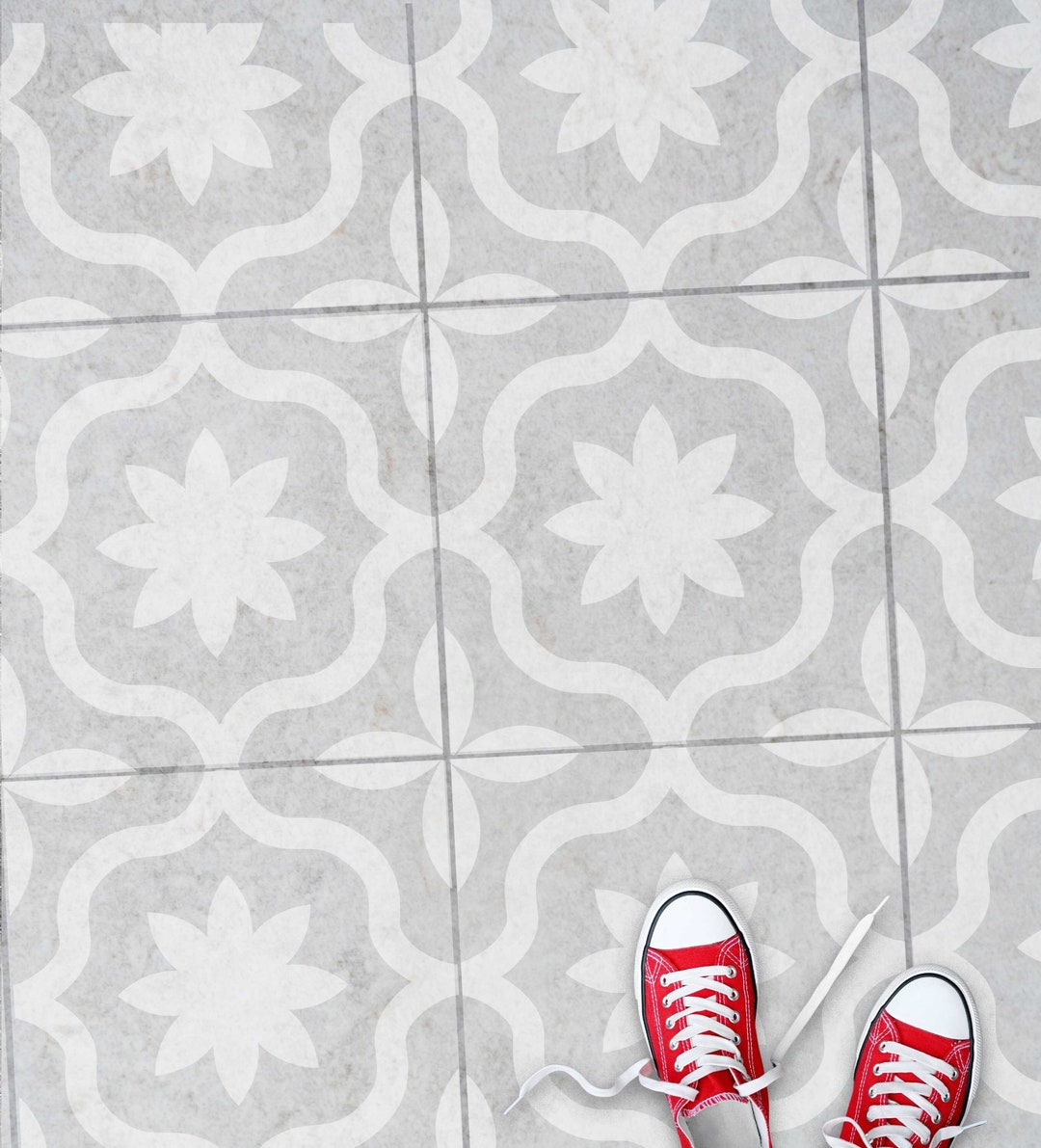 EMMA Garden Patio Slab Stencil Concrete Tile Stencil Flower Patio Floor ...