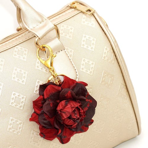 Bag Charm Leather Flower Rose RED Rose Bag Clip Real - Etsy