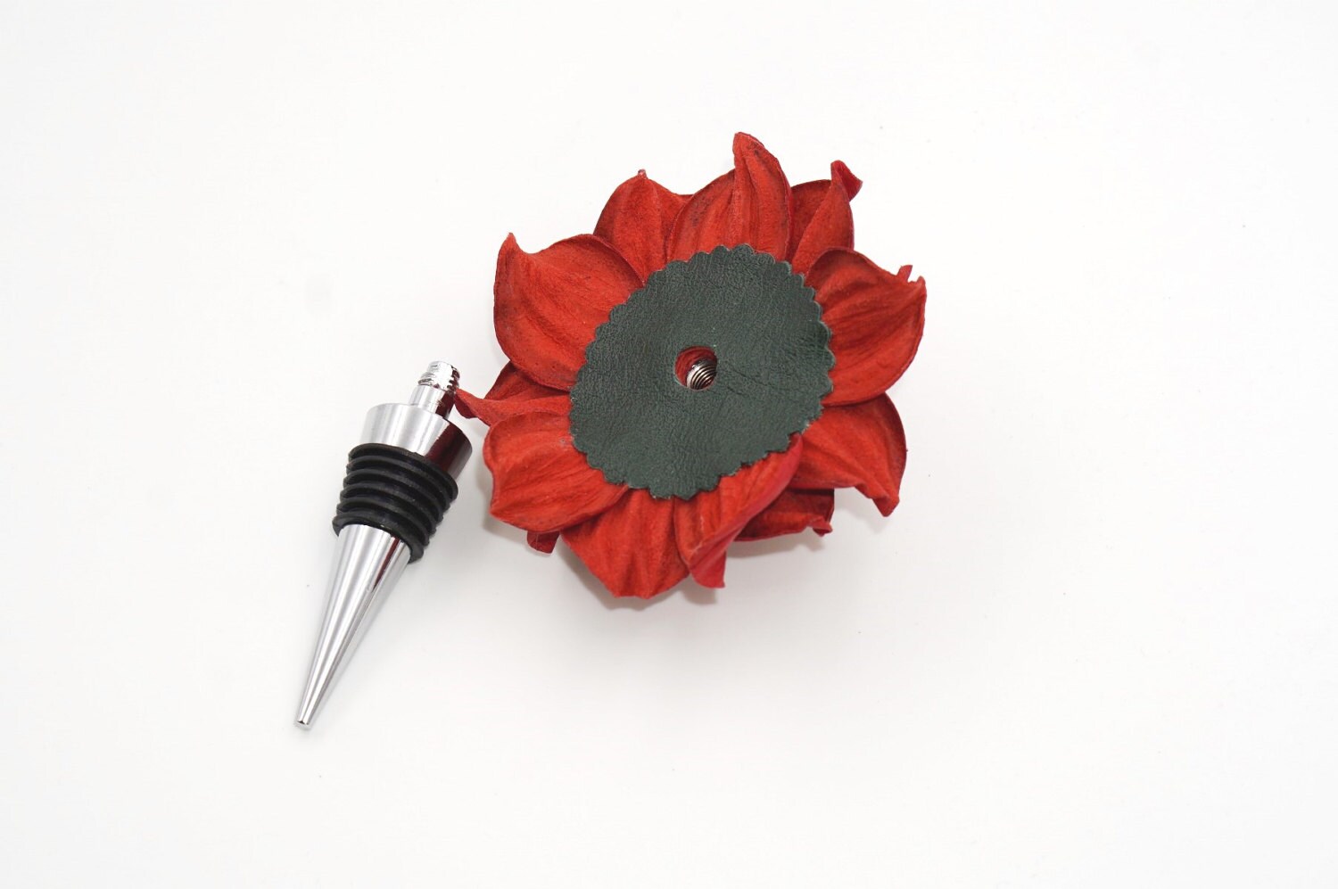 Flower Wine Bottle Stopper REAL Leather Rose Best Gift Ever | Etsy