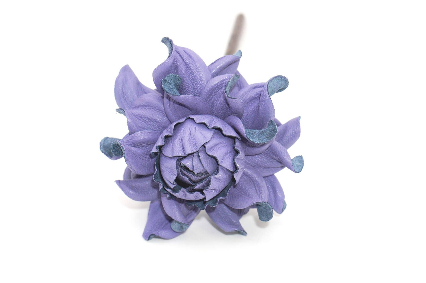 Flower Hair Stick Real Leather Lavender Purple Flower & - Etsy