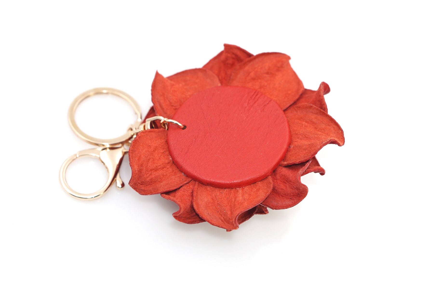 Genuine Red Leather Flower Bag Charm 3 Bright Red Rose - Etsy