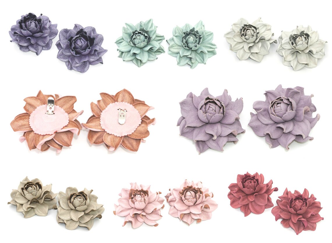 Genuine LEATHER Shoe Clips Flower SHOE CLIPS Rose Shoe - Etsy