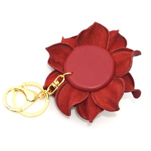 Bag Charm - Leather Flower Rose, RED Rose Bag Clip, Real Leather Purse ...