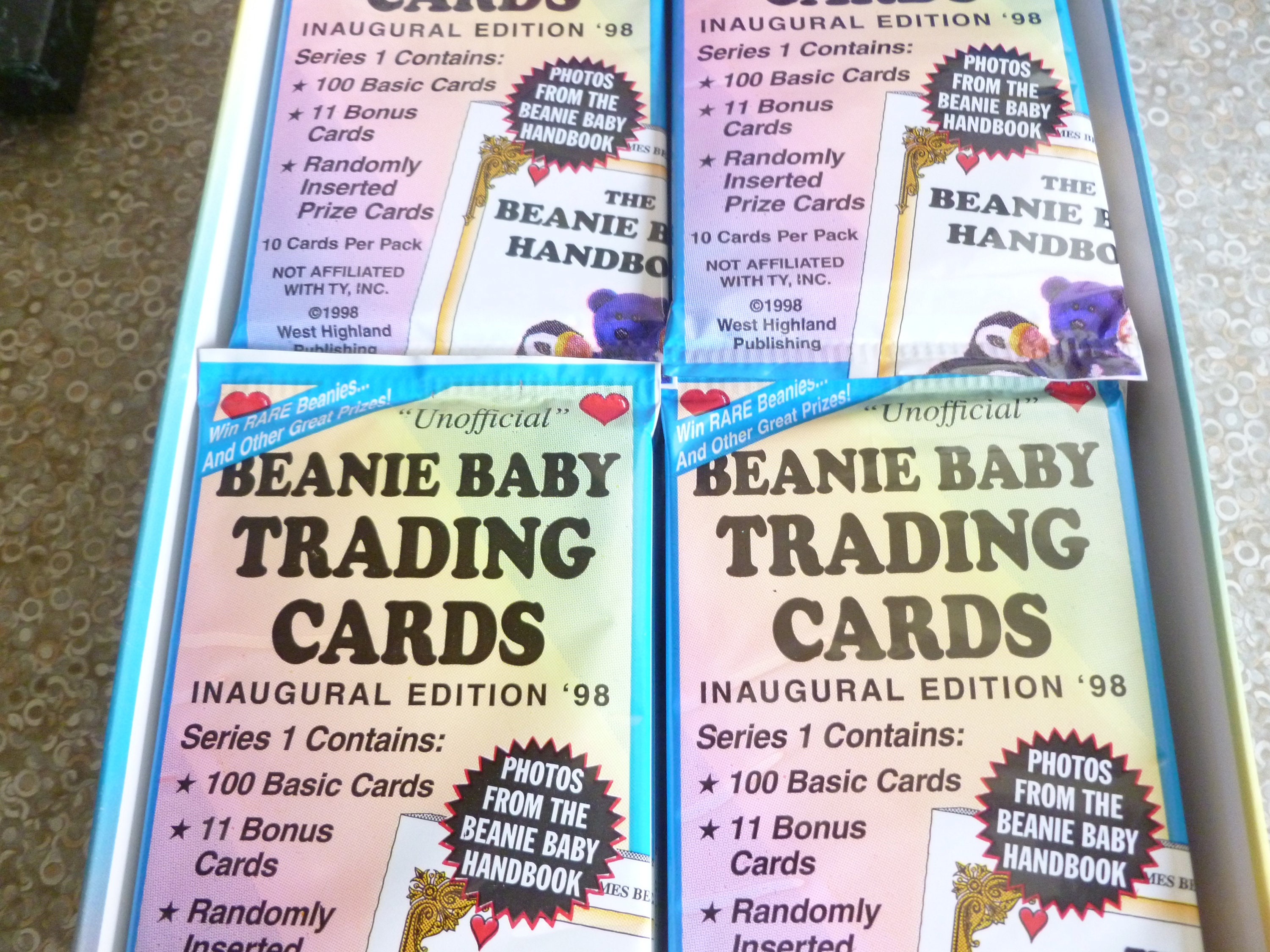 Beanie Baby Trading Cards First Edition 1998 Paquetes sin abrir 2 Packs ...