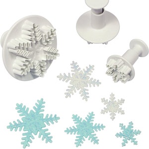 Bundle of 3 Snowflake Plunger Holiday Christmas Cookie Fondant Gumpaste ...