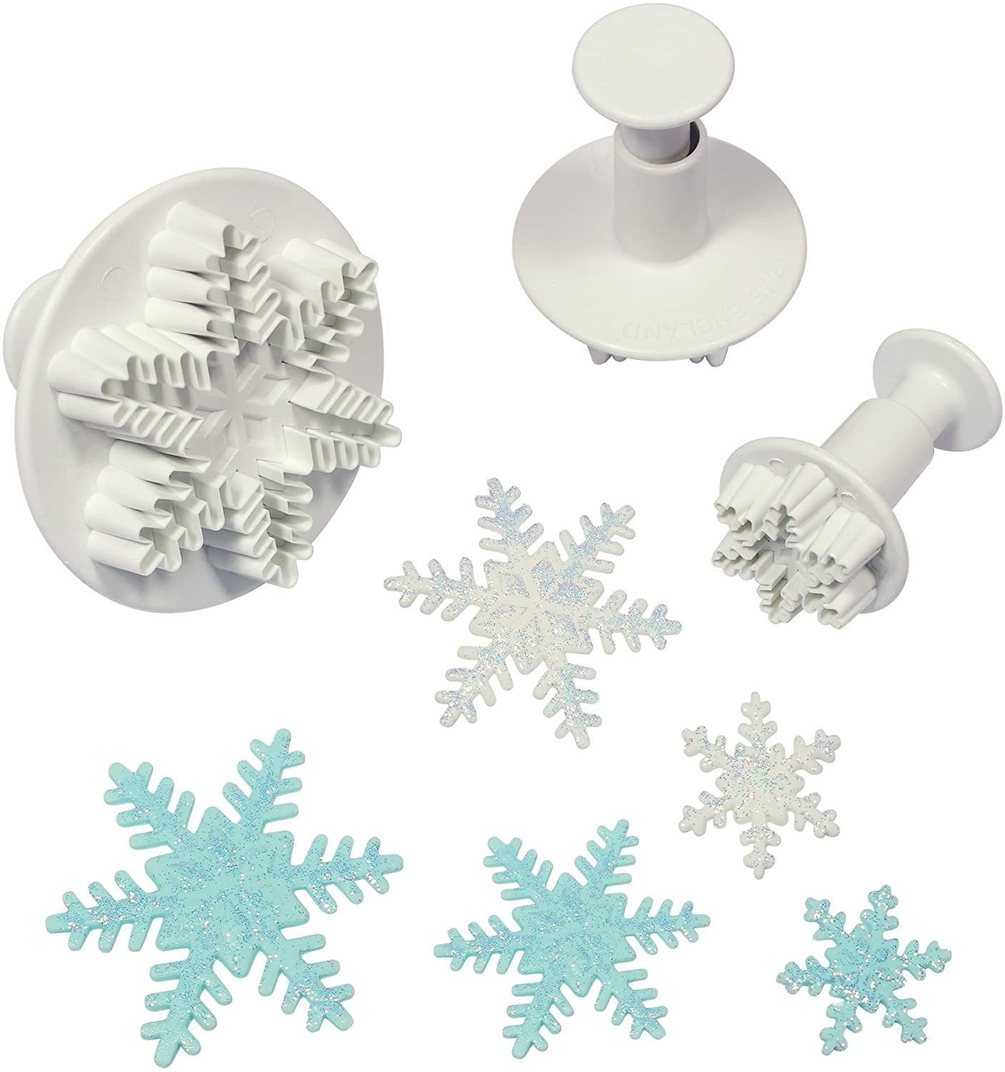 Bundle of 3 Snowflake Plunger Holiday Christmas Cookie Fondant Gumpaste ...