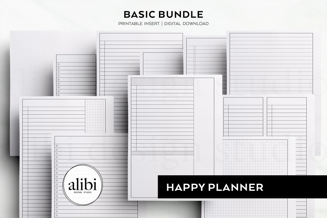 Happy Planner Basic Printable Planner Inserts Bundle - Grid Paper Dot ...