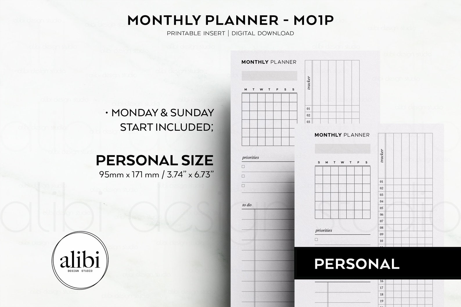 Personal Month at a Glance Habit Tracker Monthly Planner Mo1p - Etsy