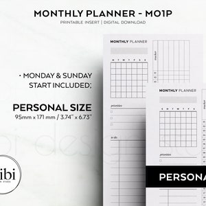 Personal Month at a Glance Habit Tracker Monthly Planner Personal ...