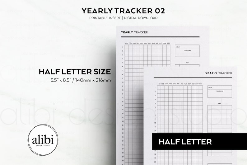 Half Letter Year Tracker Habit Tracker Yearly Overview Mood - Etsy