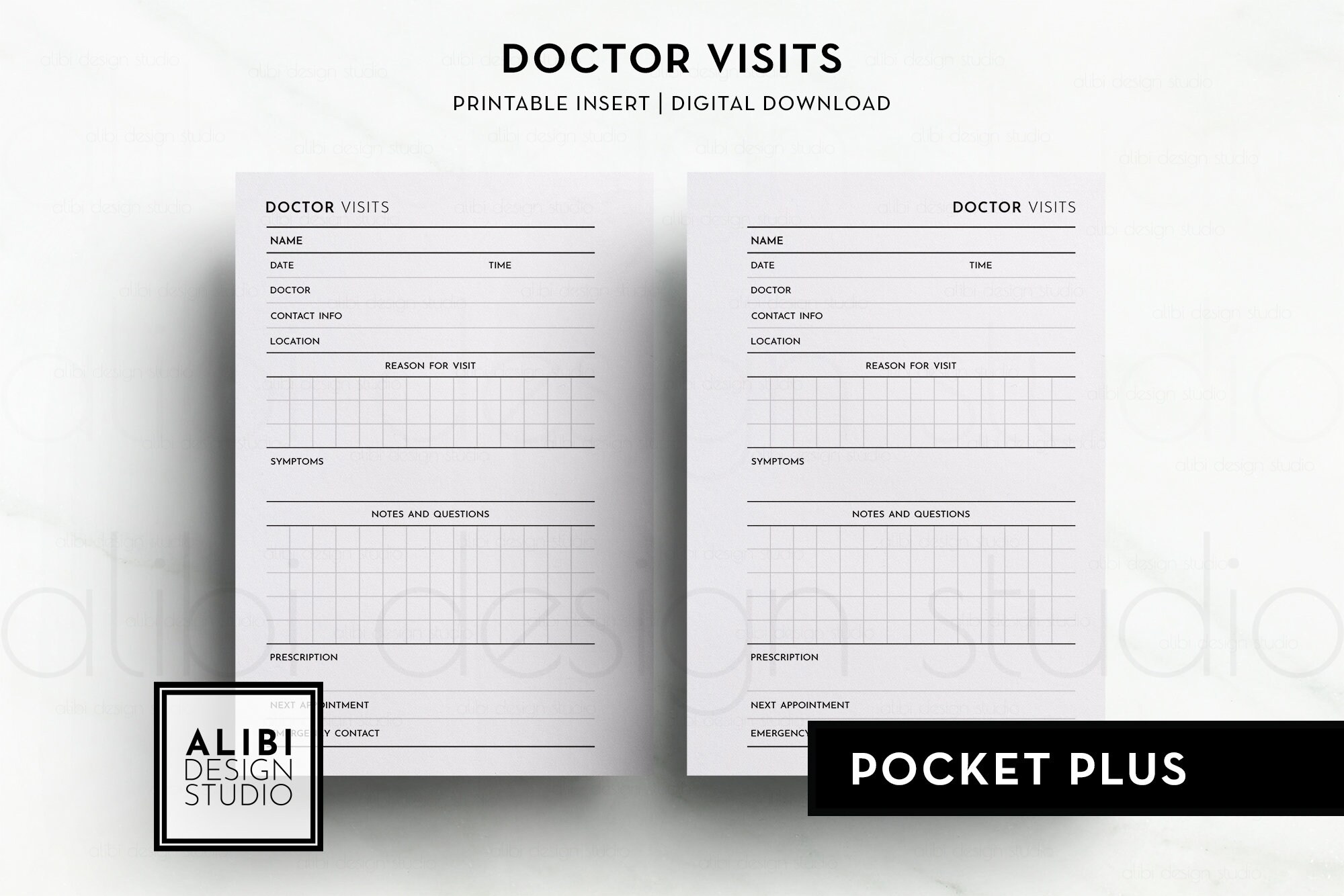 Pocket Plus Doctor Visits Pocket Inserts Medical Appointment Tracker ...