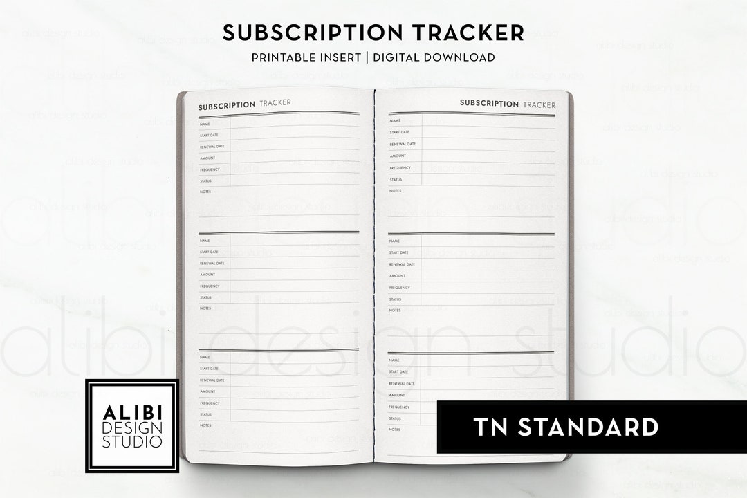 Standard TN, Subscription Tracker Travelers Notebook Financial Planner ...