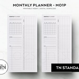 Standard TN Month at a Glance Habit Tracker Monthly Planner Traveler's ...